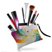 China Portable Blank Sublimation Cosmetic Bag Custom Printing Linen Sublimation Makeup Bag With Zipper Wristlet Makeup Bag for sale