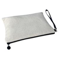 China Portable Blank Sublimation Cosmetic Bag Custom Printing Linen Sublimation Makeup Bag With Zipper Wristlet Makeup Bag for sale