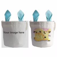 China Custom Sublimation Bunny Ear Easter Basket diy Easter Egg Bucket for sale