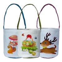 China Blank Linen Sublimation Easter Baskets Custom Print Party Candy Tote Bag Sublimation Easter Bags for sale
