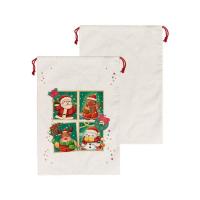 China Custom Logo Linen Sublimation Drawstring Bag Santa Sacks Sublimation Blank Christmas Gift Bags for sale