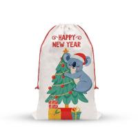 China Custom Logo Linen Sublimation Drawstring Bag Santa Sacks Sublimation Blank Christmas Gift Bags for sale