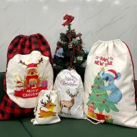China Custom Logo Linen Sublimation Drawstring Bag Santa Sacks Sublimation Blank Christmas Gift Bags for sale