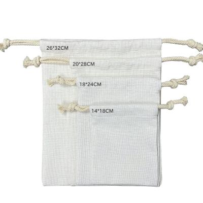China Sublimation Santa Sacks Blanks Custom Printed Logo Dust Proof Storage Bags Linen Drawstring Sublimation Christmas Gift Bag for sale