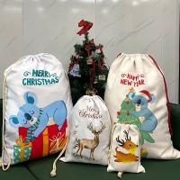 China Sublimation Santa Sacks Blanks Custom Printed Logo Dust Proof Storage Bags Linen Drawstring Sublimation Christmas Gift Bag for sale
