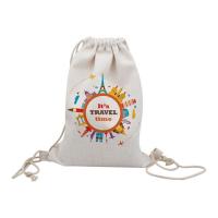China White Linen Sublimation Drawstring Backpack Custom Photo Printing Linen Drawstring Bag for sale