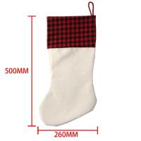 China Custom Photo Printing Buffalo Plaid Linen Sublimation Blank Christmas Stockings for sale