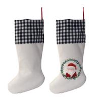 China Custom Photo Printing Buffalo Plaid Linen Sublimation Blank Christmas Stockings for sale