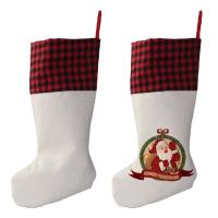 China Custom Photo Printing Buffalo Plaid Linen Sublimation Blank Christmas Stockings for sale