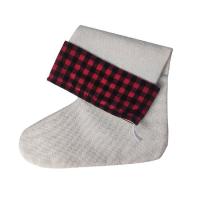 China Custom Photo Printing Buffalo Plaid Linen Sublimation Blank Christmas Stockings for sale