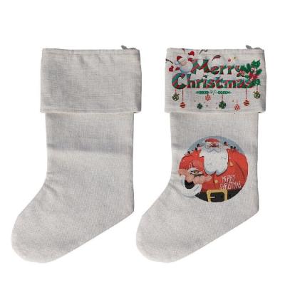 China Custom Blank White Linen Sublimation Christmas Stockings for sale