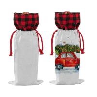 China Blank Sublimation Wine Bag Customized Linen Sublimation Wine Bottle Bag For Christmas Gifts for sale