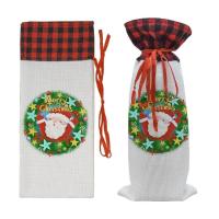 China Blank Sublimation Wine Bag Customized Linen Sublimation Wine Bottle Bag For Christmas Gifts for sale