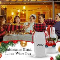 China Blank Sublimation Wine Bag Customized Linen Sublimation Wine Bottle Bag For Christmas Gifts for sale