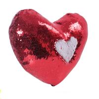 China Personalized Heart Shape Sublimation Sequin Pillow Covers Heat Transfer Glitter Cushion Cover for sale
