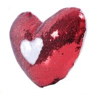 China Personalized Heart Shape Sublimation Sequin Pillow Covers Heat Transfer Glitter Cushion Cover for sale