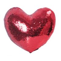 China Personalized Heart Shape Sublimation Sequin Pillow Covers Heat Transfer Glitter Cushion Cover for sale