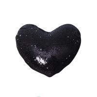 China Personalized Heart Shape Sublimation Sequin Pillow Covers Heat Transfer Glitter Cushion Cover for sale