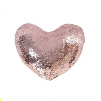 China Personalized Heart Shape Sublimation Sequin Pillow Covers Heat Transfer Glitter Cushion Cover for sale