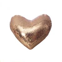 China Personalized Heart Shape Sublimation Sequin Pillow Covers Heat Transfer Glitter Cushion Cover for sale