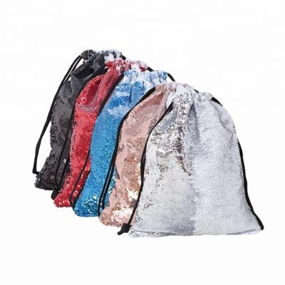 China Sublimation Printing Mermaid Sequin Reversible Backpack Sublimation Drawstring Bags Blanks for sale