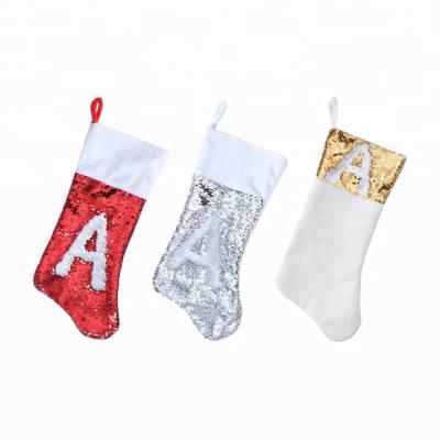 China Custom Christmas Ornaments Sublimation Sequin Stocking Christmas Stocking Sublimation Blanks 45*20cm for sale