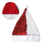 China Personalized Sublimation Christmas Hats Red And Green Sequin Santa Hat for sale