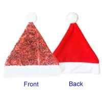 China Personalized Sublimation Christmas Hats Red And Green Sequin Santa Hat for sale