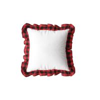 China Sublimation Pillow Covers Blanks Heat Transfer Printed Plaid With Ruffled Lace for sale
