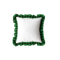 China Sublimation Pillow Covers Blanks Heat Transfer Printed Plaid With Ruffled Lace for sale