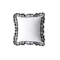China Sublimation Pillow Covers Blanks Heat Transfer Printed Plaid With Ruffled Lace for sale