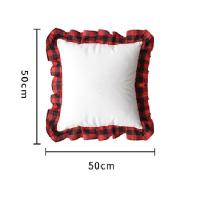 China Sublimation Pillow Covers Blanks Heat Transfer Printed Plaid With Ruffled Lace for sale