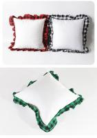 China Sublimation Pillow Covers Blanks Heat Transfer Printed Plaid With Ruffled Lace for sale