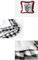 China Sublimation Pillow Covers Blanks Heat Transfer Printed Plaid With Ruffled Lace for sale