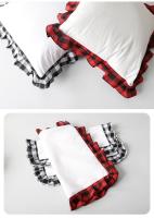 China Sublimation Pillow Covers Blanks Heat Transfer Printed Plaid With Ruffled Lace for sale