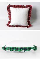 China Sublimation Pillow Covers Blanks Heat Transfer Printed Plaid With Ruffled Lace for sale