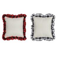 China Double Sided Sublimation Pillow Case Blanks Printed Plaid Cotton Linen Sublimation Pillow Cover for sale
