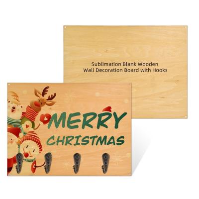 China Customized Wall Mounted Key Hook Board Modern Sublimation Wooden Key Hanger Wall Decoration Board for sale