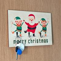 China Customized Wall Mounted Key Hook Board Modern Sublimation Wooden Key Hanger Wall Decoration Board for sale