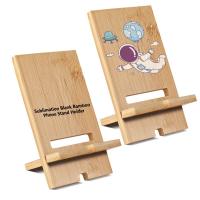China Desktop Sublimation Wooden Cell Phone Stand With Charging Hole Custom Wooden Mobile Phone Stand for sale