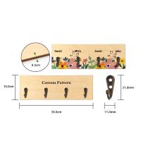 China Sublimation Blanks Wooden Rectangular Wall Hanging Holder With Hooks Custom Key Hanger for sale