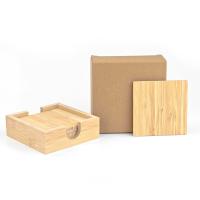 China Square Shape Sublimation Bamboo Wooden Coaster Set With Holder Custom Wooden Tea Cup Mat Pad Bamboo Coaster for sale
