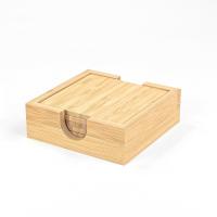 China Square Shape Sublimation Bamboo Wooden Coaster Set With Holder Custom Wooden Tea Cup Mat Pad Bamboo Coaster for sale