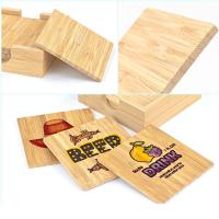 China Square Shape Sublimation Bamboo Wooden Coaster Set With Holder Custom Wooden Tea Cup Mat Pad Bamboo Coaster for sale