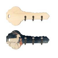 China DIY Creative Sublimation Wooden Key Shaped Key Holder For Wall Custom Key Hanger for sale