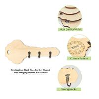 China DIY Creative Sublimation Wooden Key Shaped Key Holder For Wall Custom Key Hanger for sale