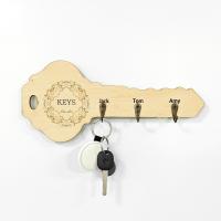 China DIY Creative Sublimation Wooden Key Shaped Key Holder For Wall Custom Key Hanger for sale