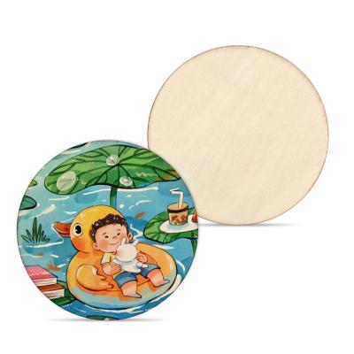 China Round Graffiti Wooden Craft Custom Sublimation Wooden Coaster for sale