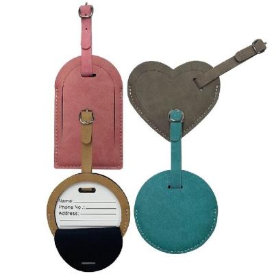 China Custom Blank Sublimation Luggage Labels Travel Name Tag Double Sided Printing PU Leather Sublimation Luggage Tags for sale