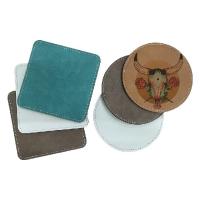 China Custom Print Logo Sublimation Blanks Coasters Round Square Colorful PU Leather Sublimation Coaster for sale